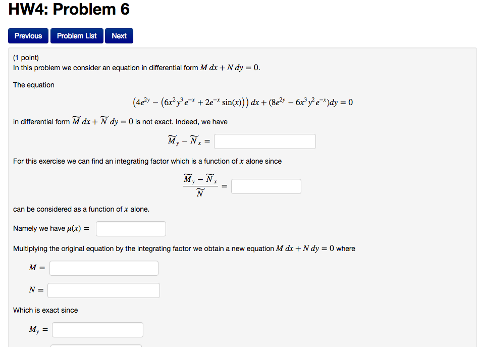 Solved HW4: Problem 6 Previous Problem List Next (1 point In | Chegg.com