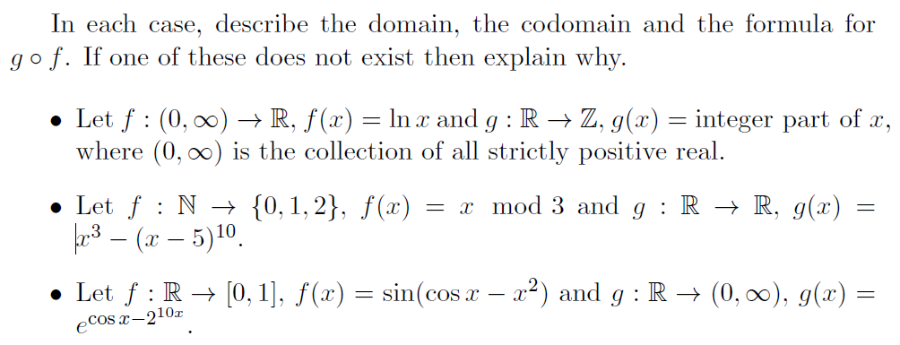 Solved In each case, describe the domain, the codomain and | Chegg.com