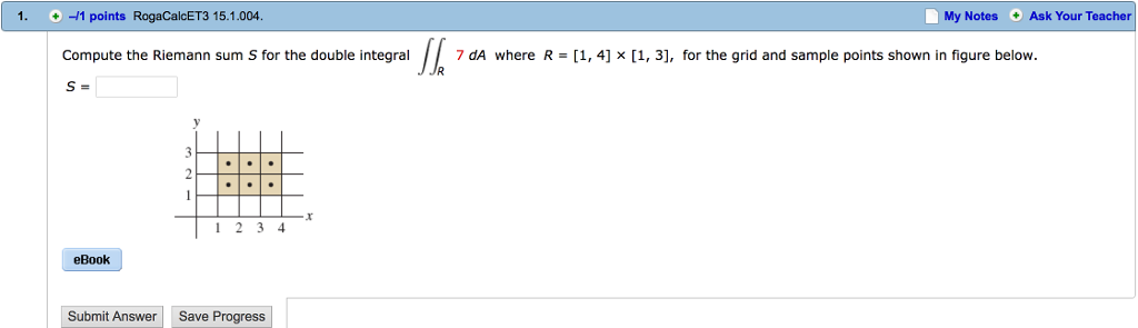 Solved Compute the Riemann sum S for the double integral | Chegg.com