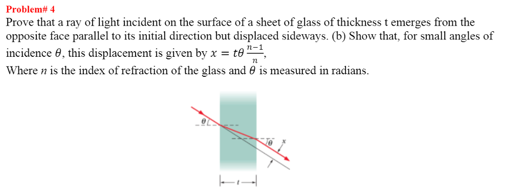 Solved Prove that a ray of light incident on the surface of | Chegg.com