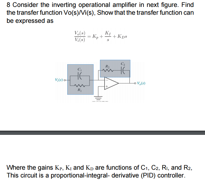 Solved Consider the inverting operational amplifier in next | Chegg.com