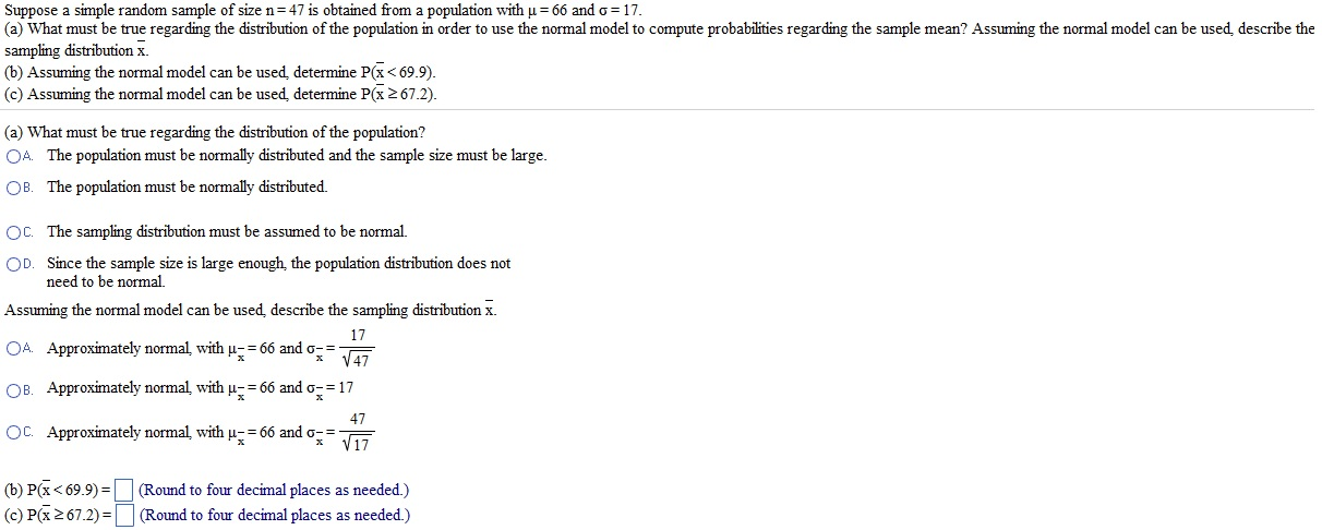 Solved Suppose a simple random sample of size n = 47 is | Chegg.com