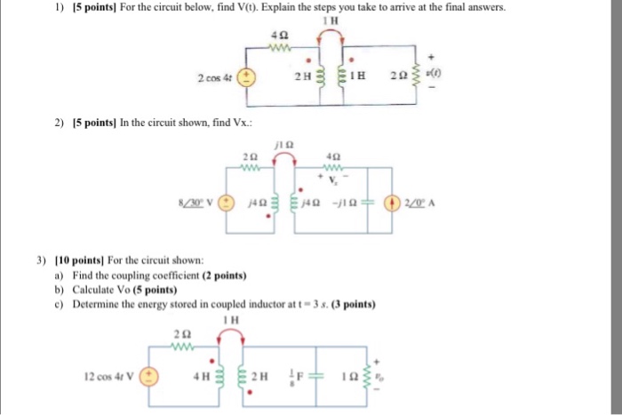 Solved For the circuit below, find V(t). Explain the steps | Chegg.com