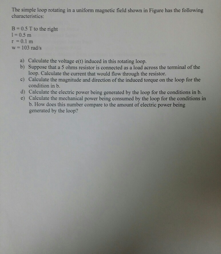 Solved The simple loop rotating in a uniform magnetic field | Chegg.com