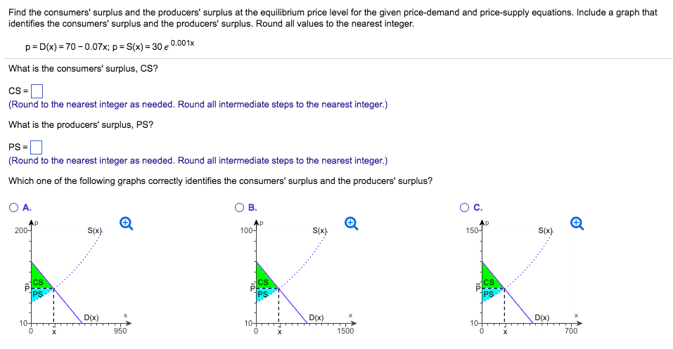 Solved Find the consumers' surplus and the producers' | Chegg.com