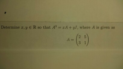 Solved Determine x, y elementof R so that A^3 = xA + yI, | Chegg.com