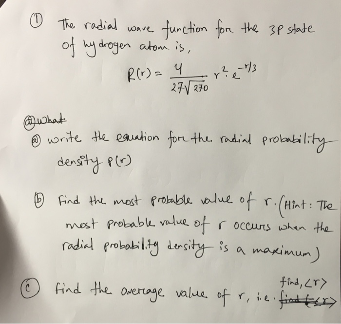 The radial wave function for the 3P state of hydrogen | Chegg.com