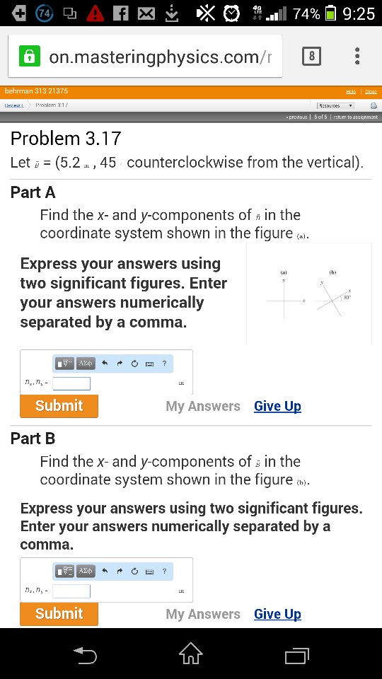 Solved let B = (5.2 m, 45° counterclockwise from the | Chegg.com Solved let B = (5.2 m, 45° counterclockwise from the | Chegg.com