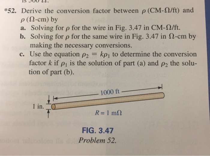 Solved Derive the conversion factor between rho(CM-Ohm) and | Chegg.com