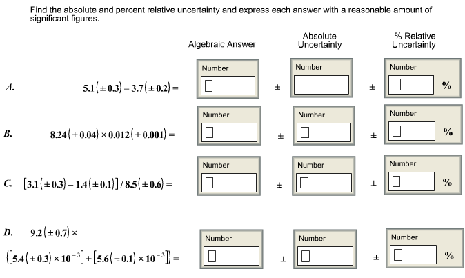 Solved Find the absolute and percent relative uncertainty | Chegg.com