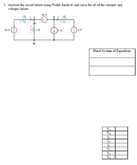 Solved Analyze the circuit below using Nodal Analysis and | Chegg.com