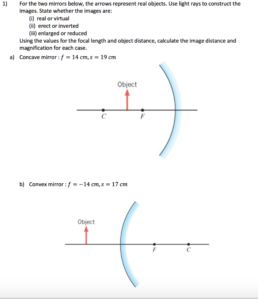 Solved 1) For the two mirrors below, the arrows represent | Chegg.com