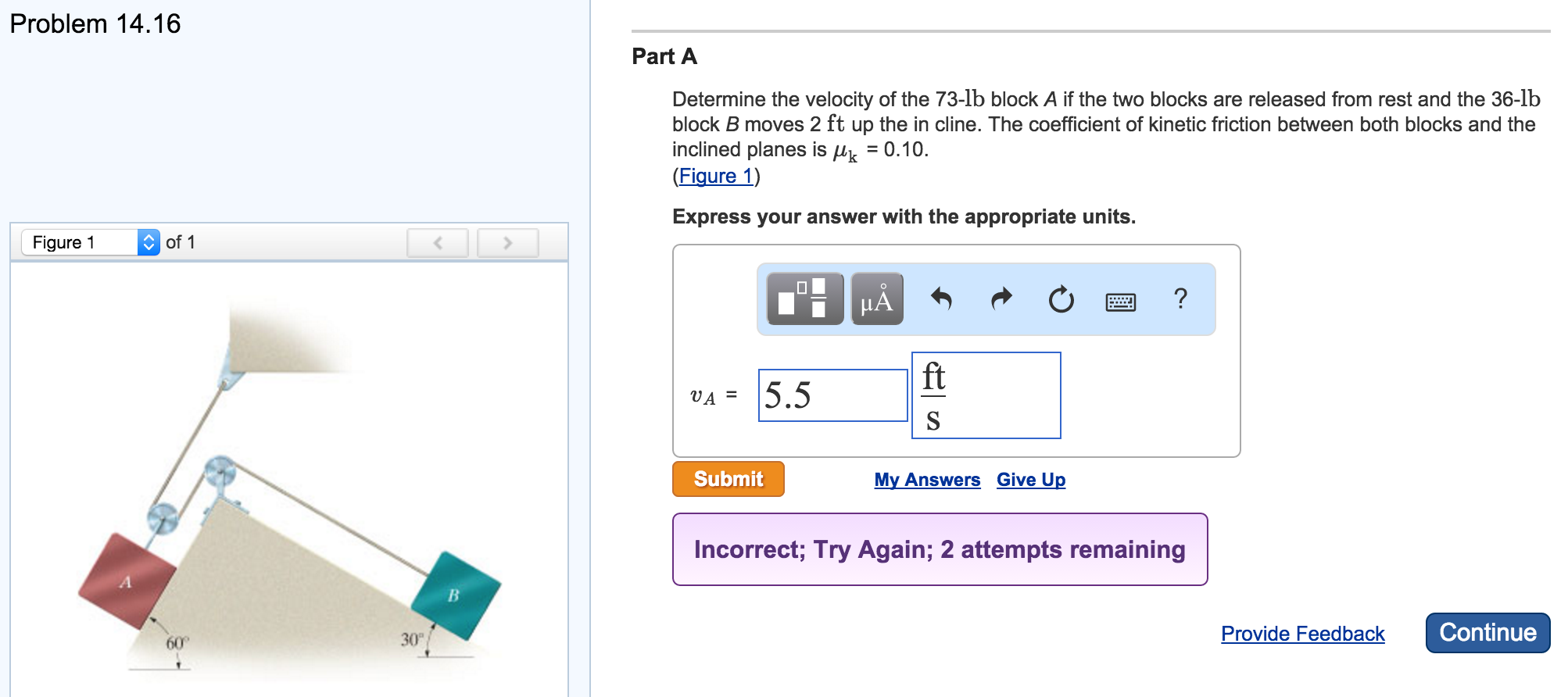 Solved Problem 14.16 Part A Determine the velocity of the | Chegg.com