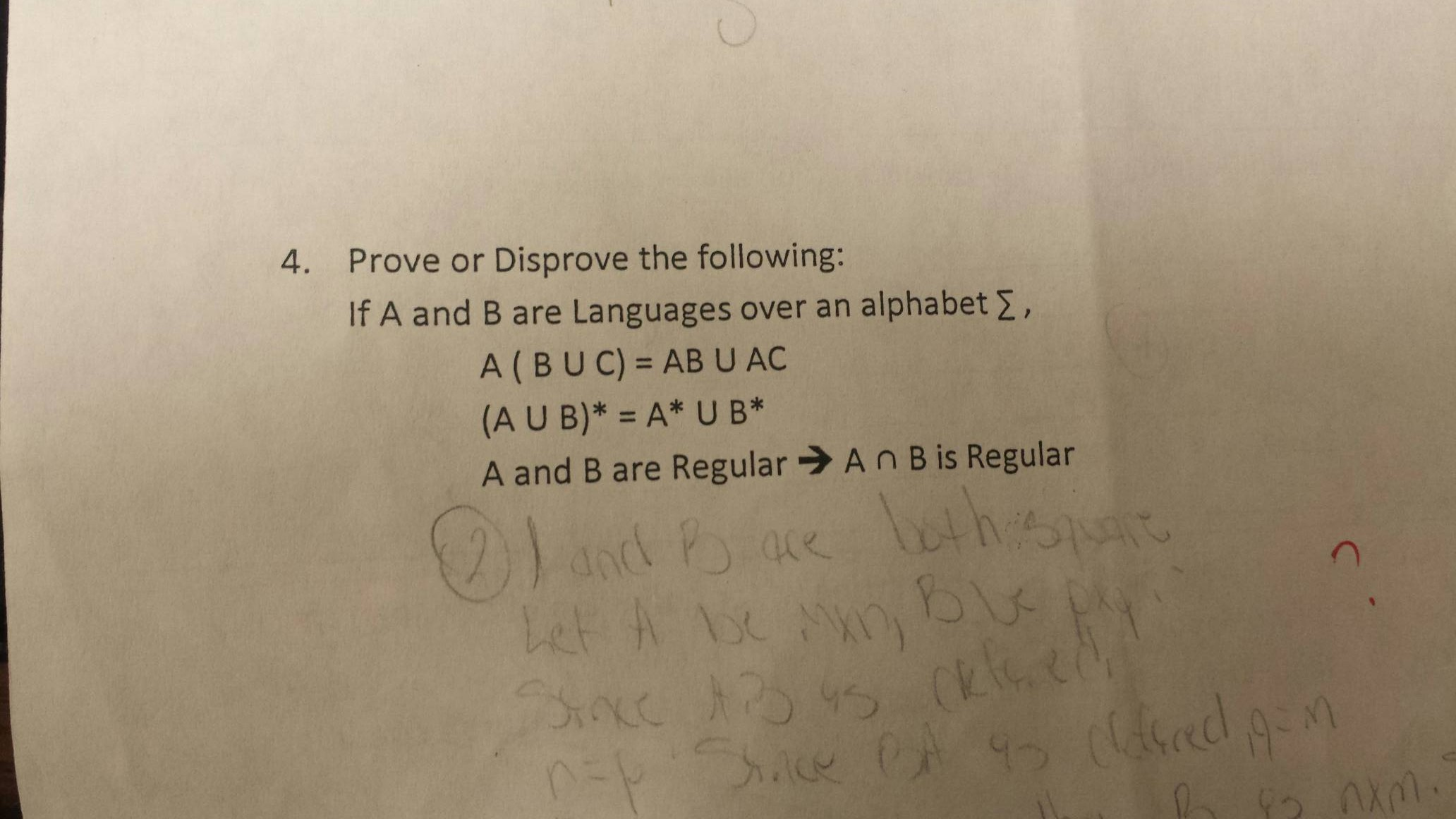 Solved Prove or Disprove The following: If A and B are | Chegg.com