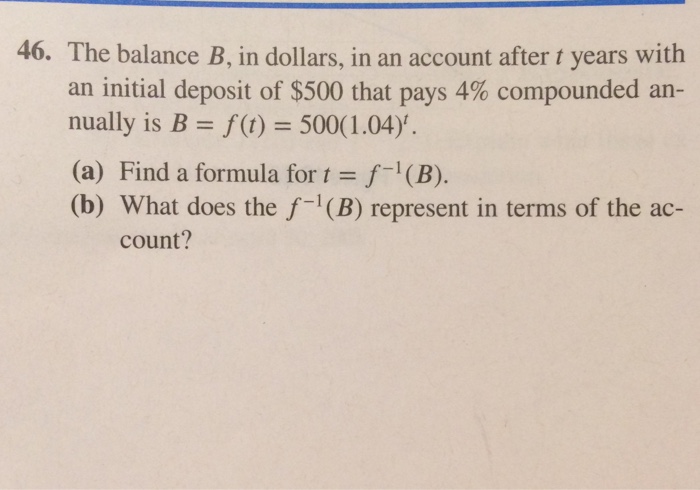 Solved The balance B, in dollars, in dollars, in an account | Chegg.com
