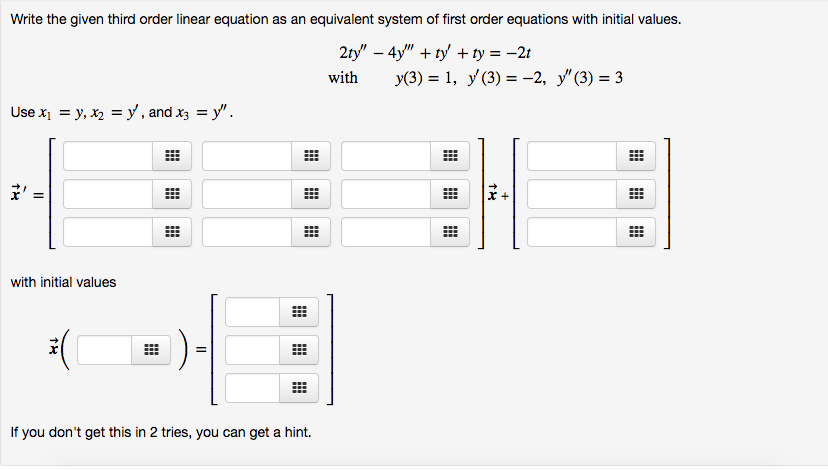 Solved Write the given third order linear equation as an | Chegg.com