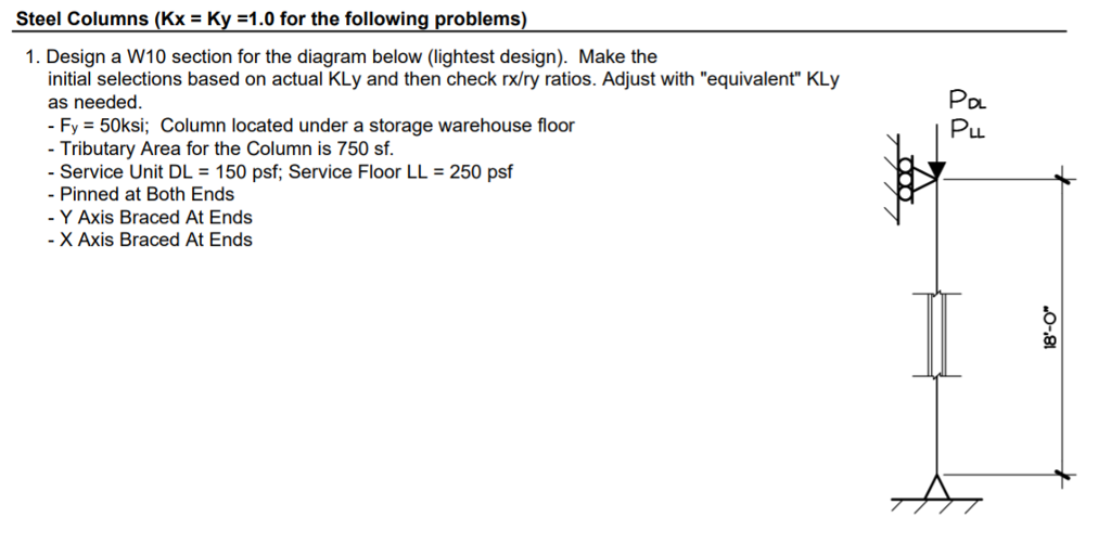 Solved Steel Columns (Kx Ky1.0 for the following problems) | Chegg.com