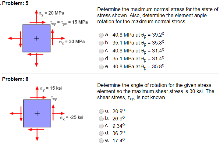 Solved Problem: 5 Determine the maximum normal stress for | Chegg.com
