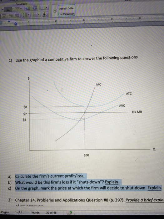 Solved Use the graph of a competitive firm to answer the | Chegg.com