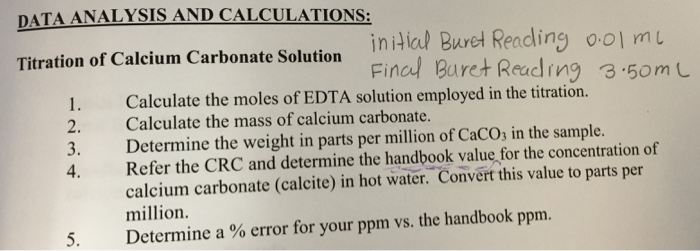 Solved Calculate the moles of EDTA solution employed in the | Chegg.com