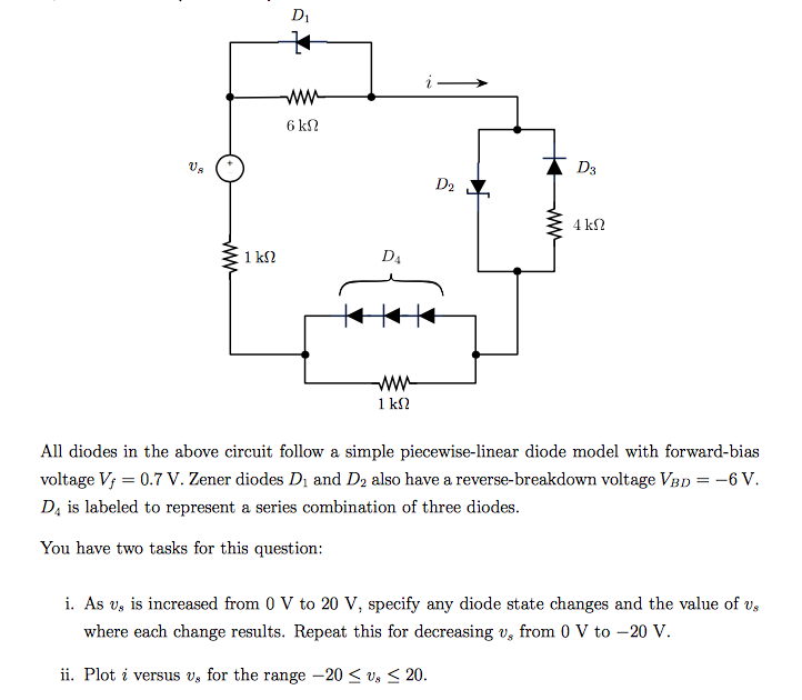 Solved All diodes in the above circuit follow a simple | Chegg.com