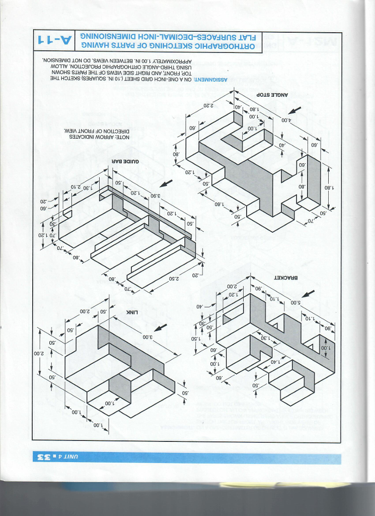 Solved A-11 page 33, Draw by hand the 3 views for the | Chegg.com