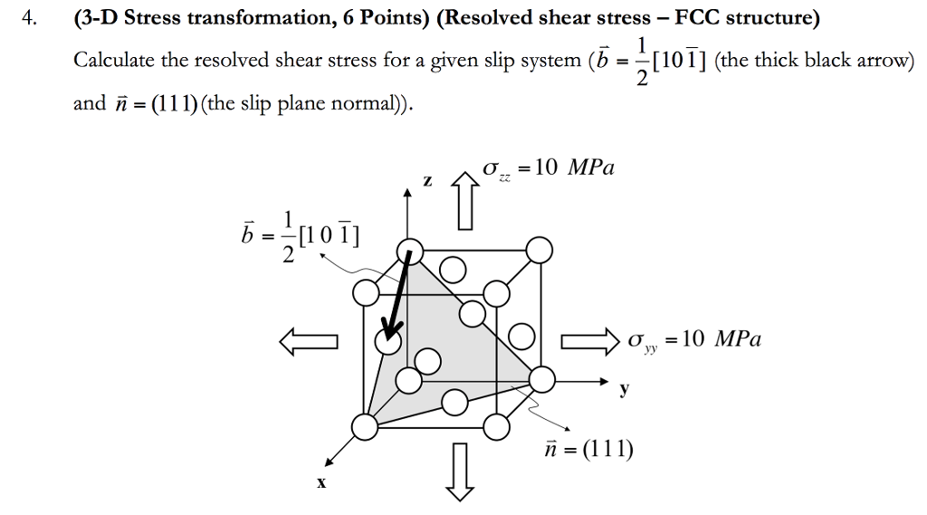 Solved 4. (3-D Stress transformation, 6 Points) (Resolved | Chegg.com