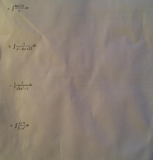 Solved Evaluate the following integrals. with all work | Chegg.com