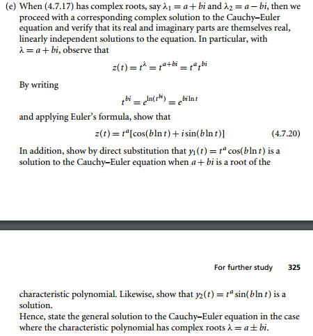 When (4.7.17) has complex roots, say lambda_1 a + bi | Chegg.com