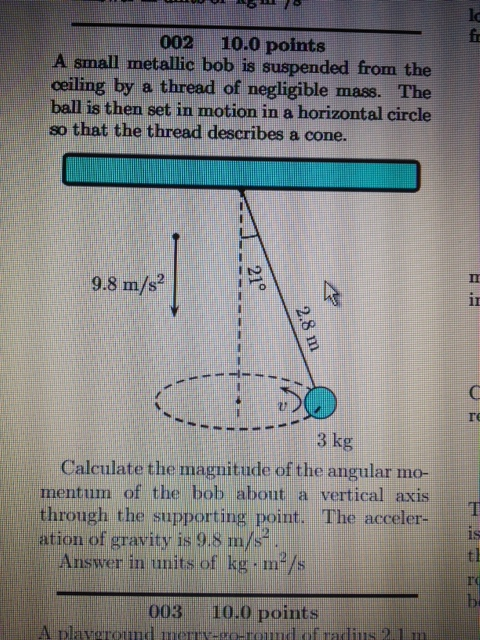 Solved A small metallic bob is suspended from the ceiling by | Chegg.com