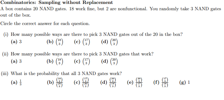 Solved Combinatory: Sampling without Replacement A box | Chegg.com