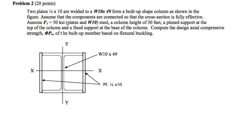 Solved Two plates 1/4 x 10 are welded to a W10x 49 form a | Chegg.com