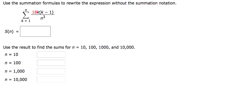 Solved Use the summation formulas to rewrite the expression | Chegg.com