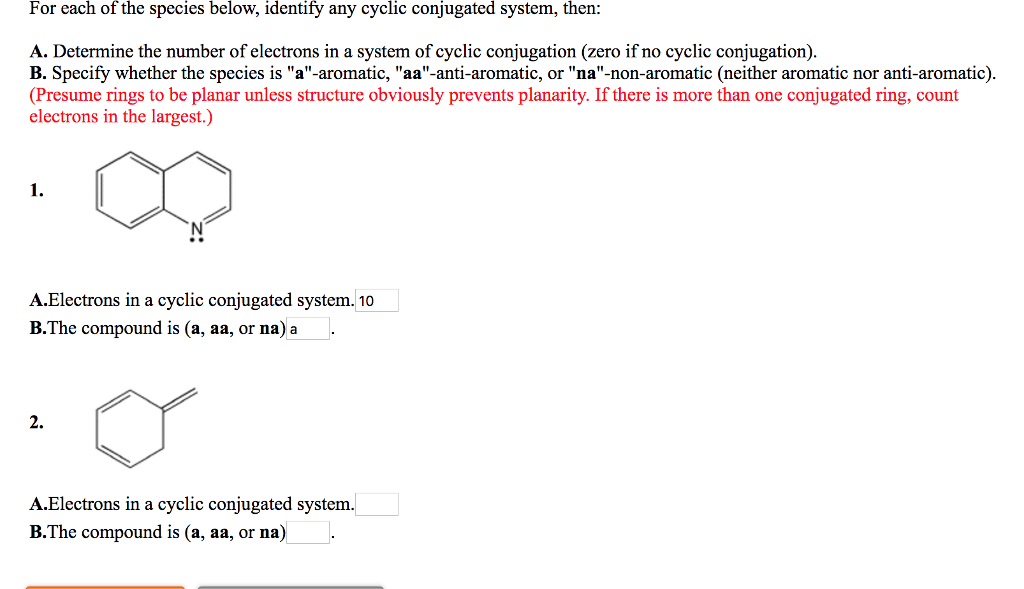 Solved For each of the species below, identify any cyclic | Chegg.com