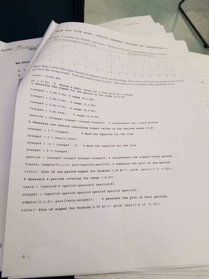 Solved Consider The Matlab Code Below Without Errors The 