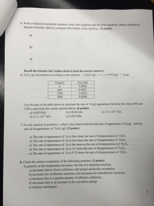 Solved Write balanced molecular equation, and net ionic | Chegg.com