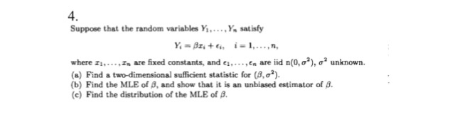 Solved Suppose that the random variables Y_1,...,Y_n satisfy | Chegg.com