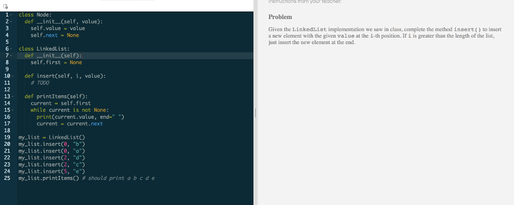 Solved nstructions trom your feacher 1 class Node: 2 def | Chegg.com
