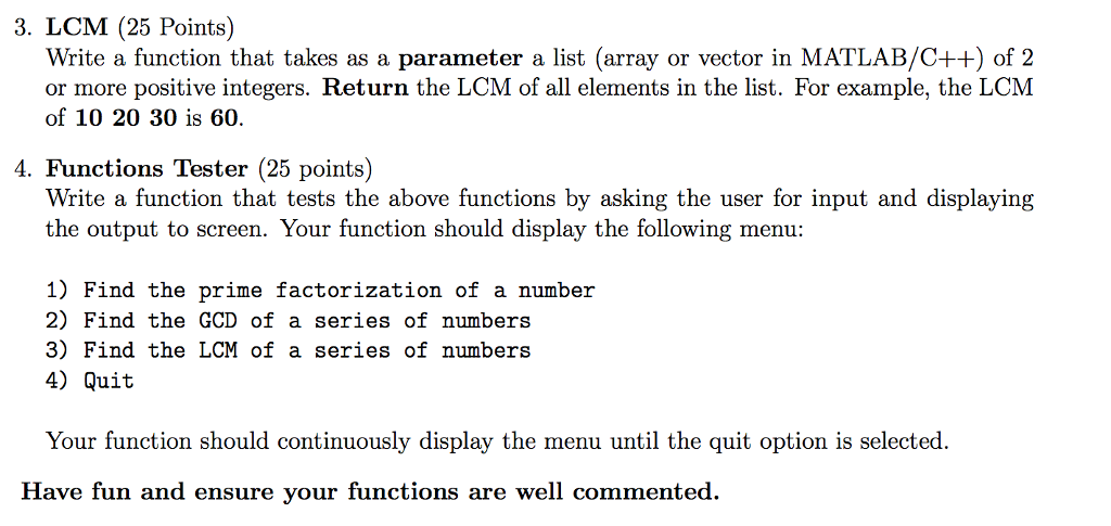 Solved LCM Write a function that takes as a parameter a list | Chegg.com