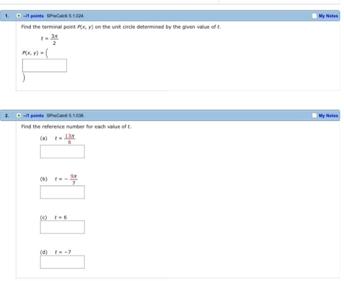 Solved Find the terminal point P(x, y) on the unit circle | Chegg.com
