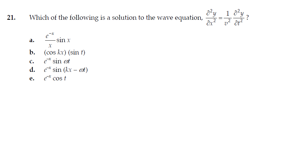 Solved Which of the following is a solution to the wave | Chegg.com