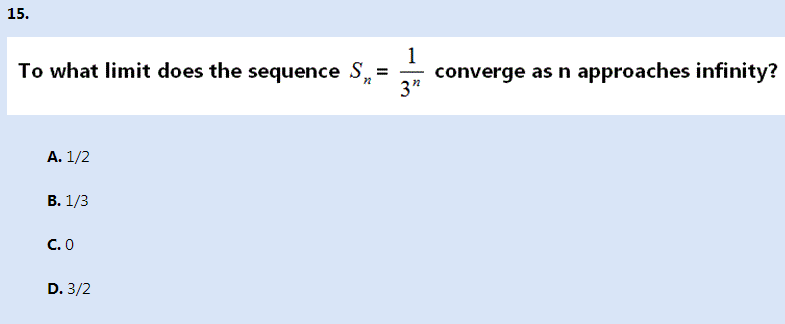 Solved To what limit does the sequence Sn= 1/3n converge as | Chegg.com