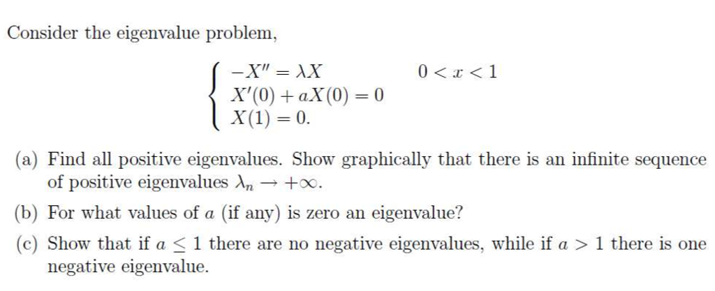 Solved Consider the eigenvalue problem (a) Find all positive | Chegg.com