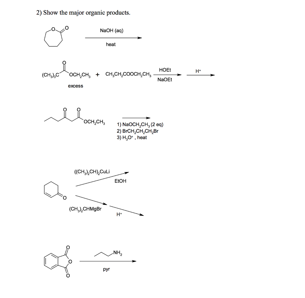 Solved 2) Show the major organic products. NaOH (aq) heat | Chegg.com