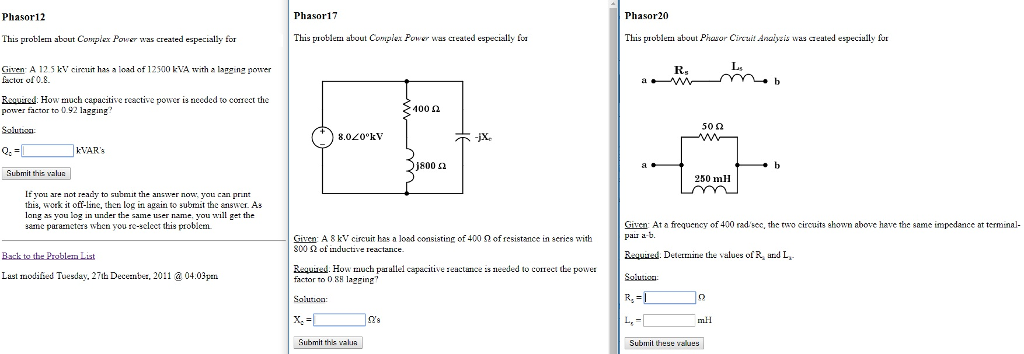 Solved This problem about Complex Power was created | Chegg.com