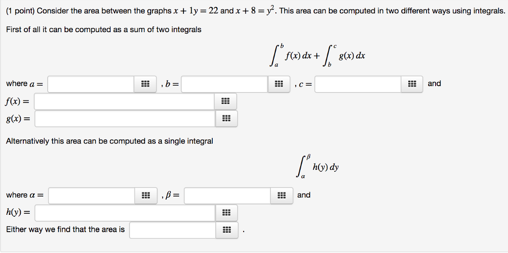 Solved Consider the area between the graphs x + 1y = 22 and | Chegg.com