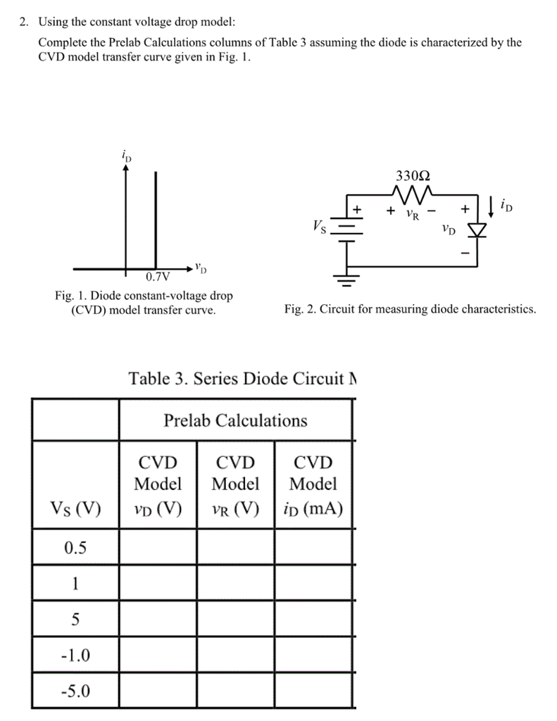 Solved Using the constant voltage drop model: Complete the | Chegg.com