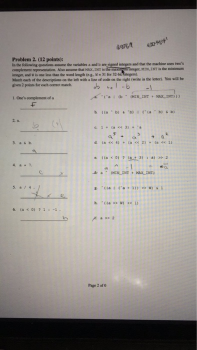 In the following questions assume the variables a and | Chegg.com