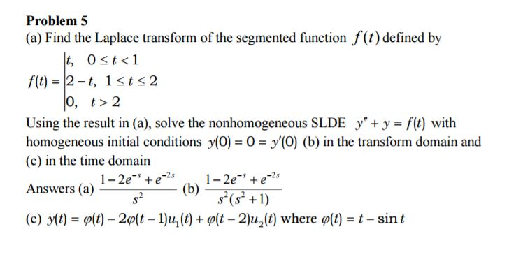 Solved Find the Laplace transform of the segmented function | Chegg.com
