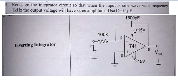 Solved Redesign the integrator circuit so that when the | Chegg.com